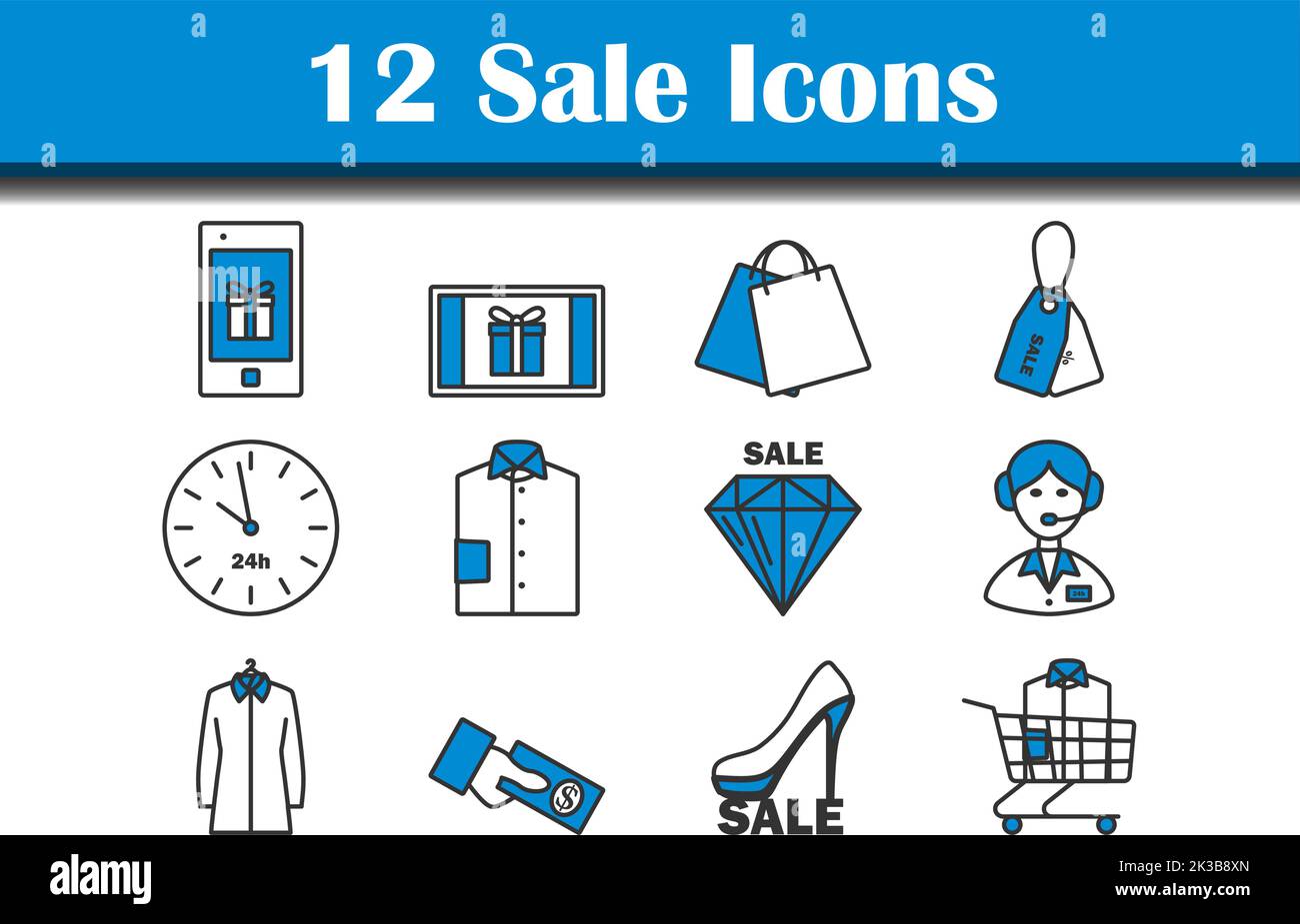 Sale Icon Set. Editable Bold Outline With Color Fill Design. Vector ...