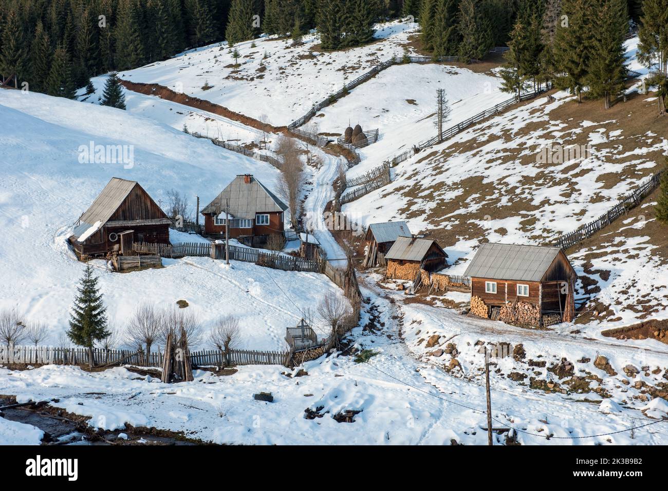 Winter rural countryside scene in Transylvania, Romania Stock Photo - Alamy