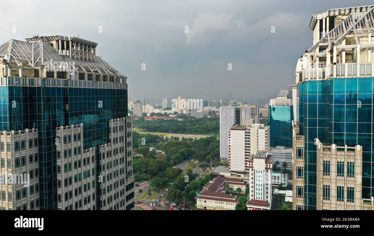 office building turquoise blue glass wall reflection detail Stock Photo ...