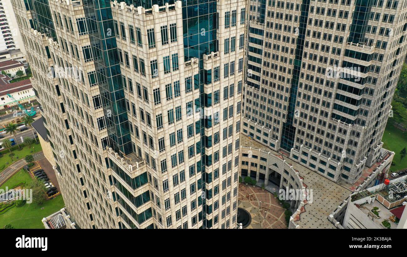 office building turquoise blue glass wall reflection detail Stock Photo ...