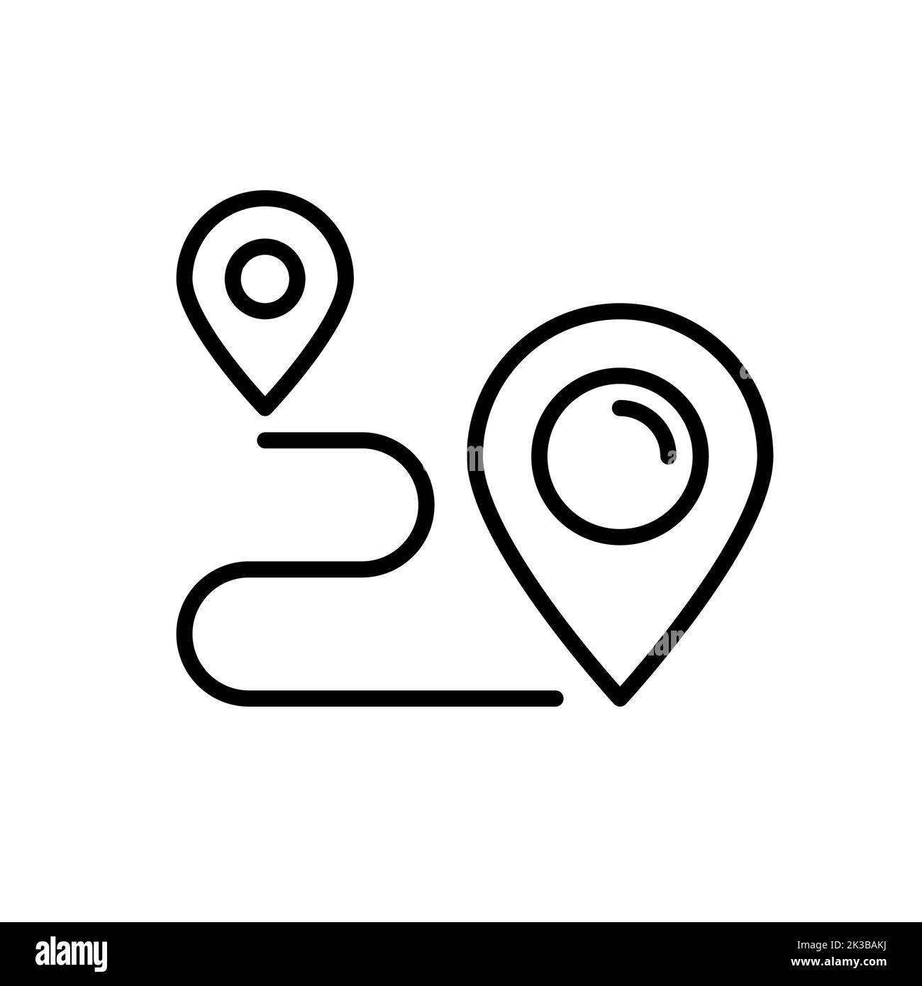 Path between two map pointers. Navigation and location icon. Pixel perfect, editable stroke ...