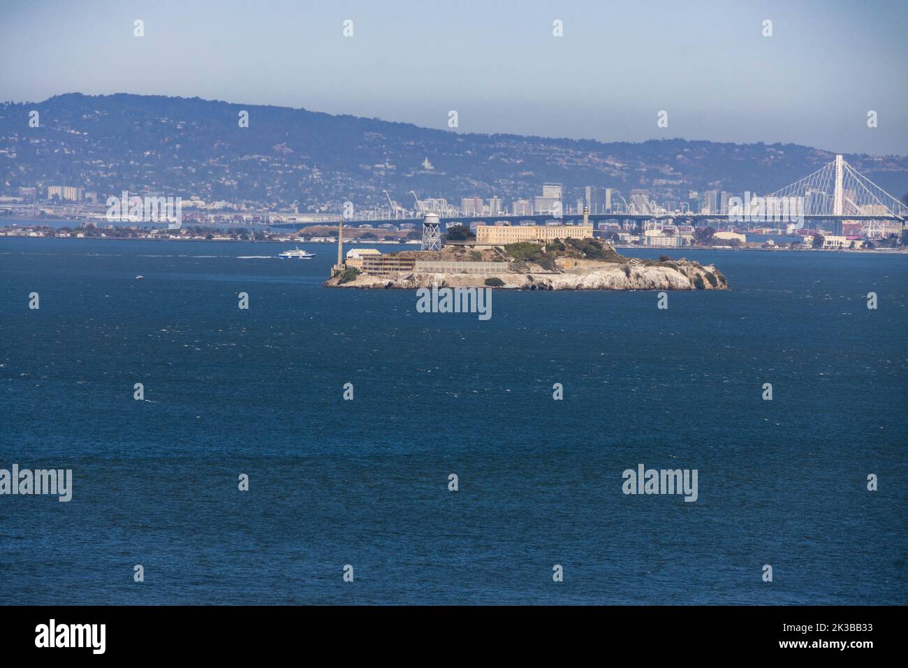 A view of Alcatraz penitentiary prison jail island in San Francisco Bay ...