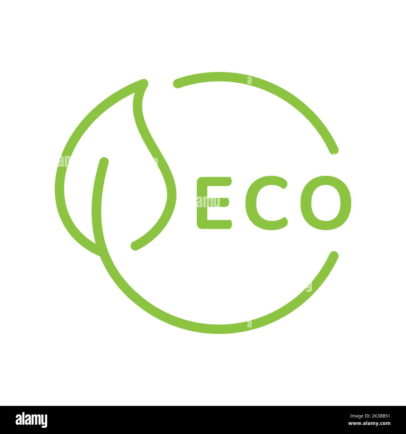 Eco Leaf Cycle Vector Icon Sustainable And Renewable Energy Environment Outlined Symbol Stock