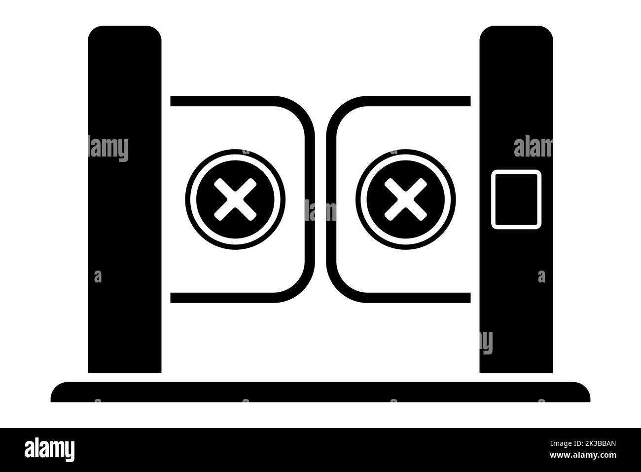 black icon of turnstile for subway entrance. forbidden to enter. flat ...