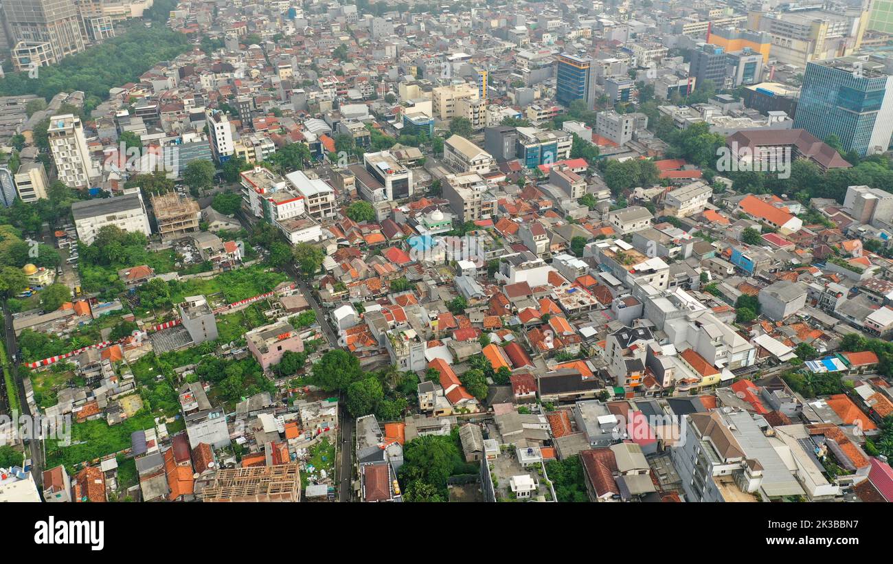 A bird eye view of high-density neighborhood in Jakarta . Jakarta ...