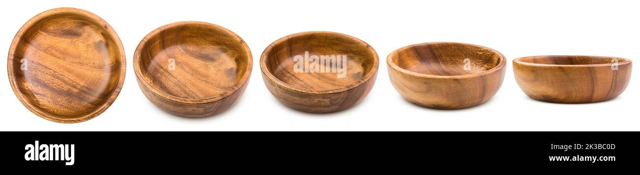 wooden plate, bowl, isolated on white background, clipping path, full ...