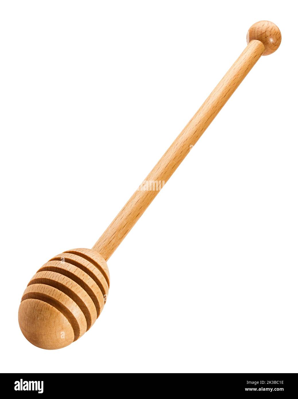 wooden honey spoon isolated on white background, clipping path, full ...