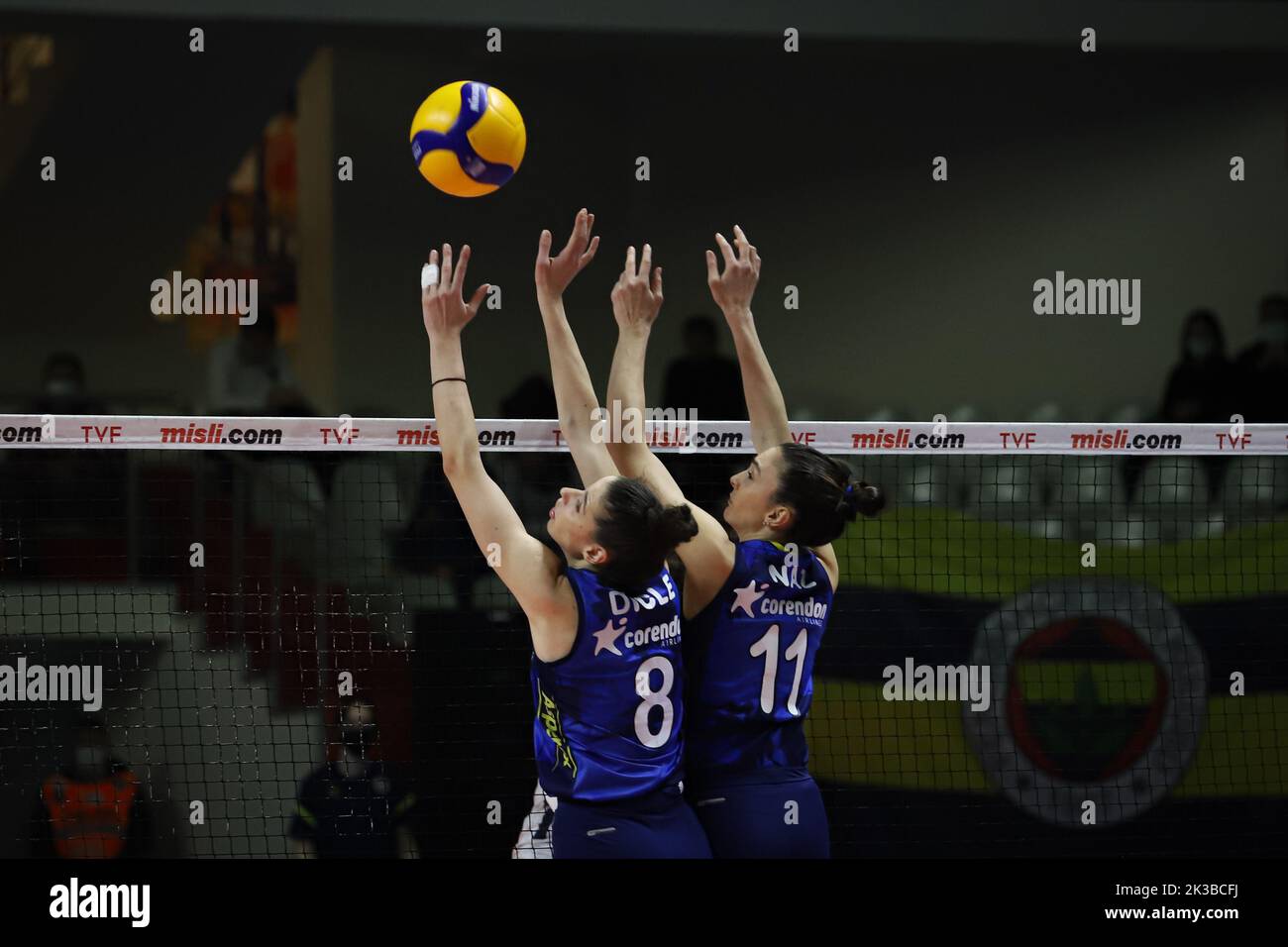 ISTANBUL, TURKEY - FEBRUARY 20, 2022: Dicle Nur Babat and Naz Aydemir ...