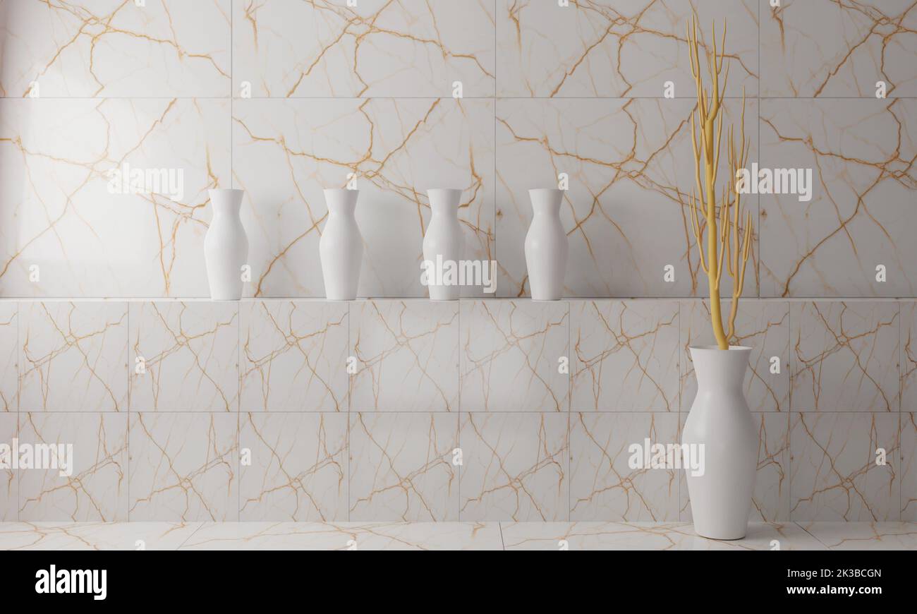 white vase in the marble room.3d rendering Stock Photo - Alamy