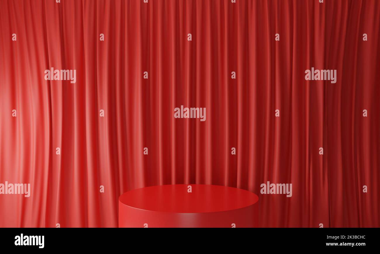 red podium with red curtain studio room.3d rendering Stock Photo - Alamy