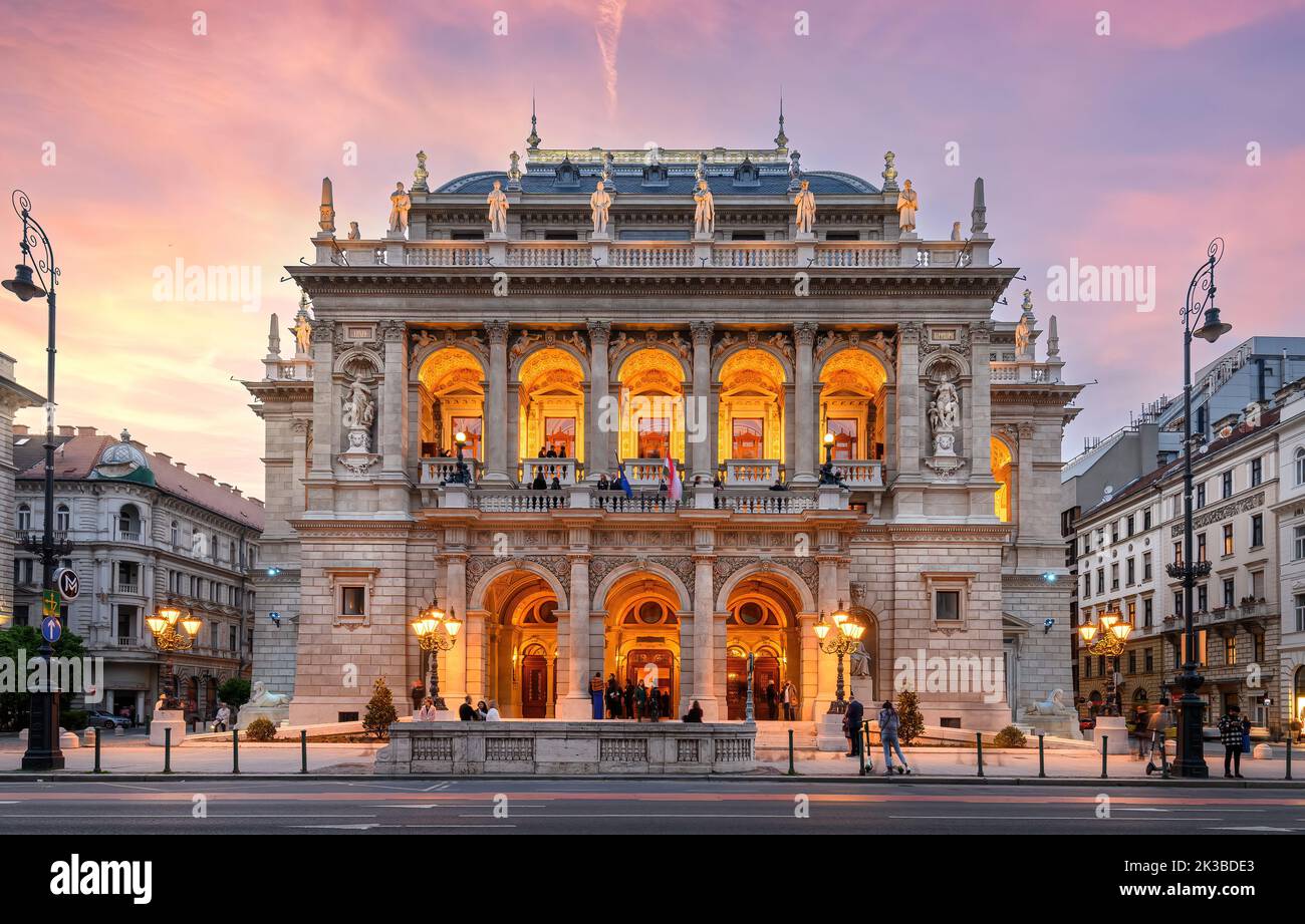 Budapest, Hungary. The Hungarian Royal State Opera House at sunset ...