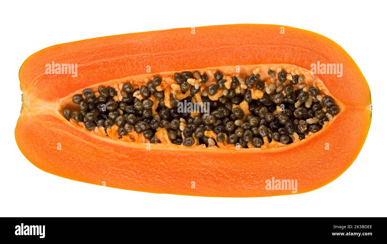 papaya isolated on white background, clipping path, full depth of field ...