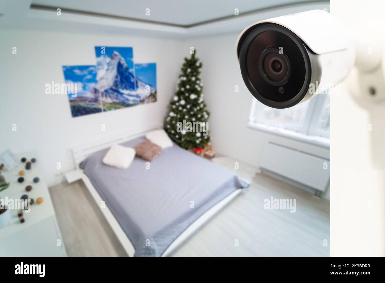 Interior Of Modern Empty Living Room With Security Camera In House ...