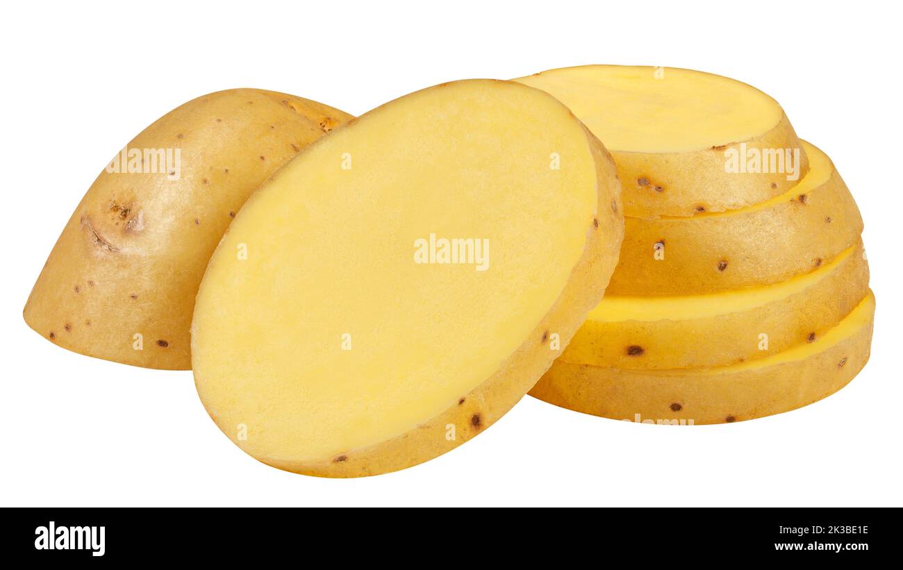 potato slice, isolated on white background, clipping path, full depth ...