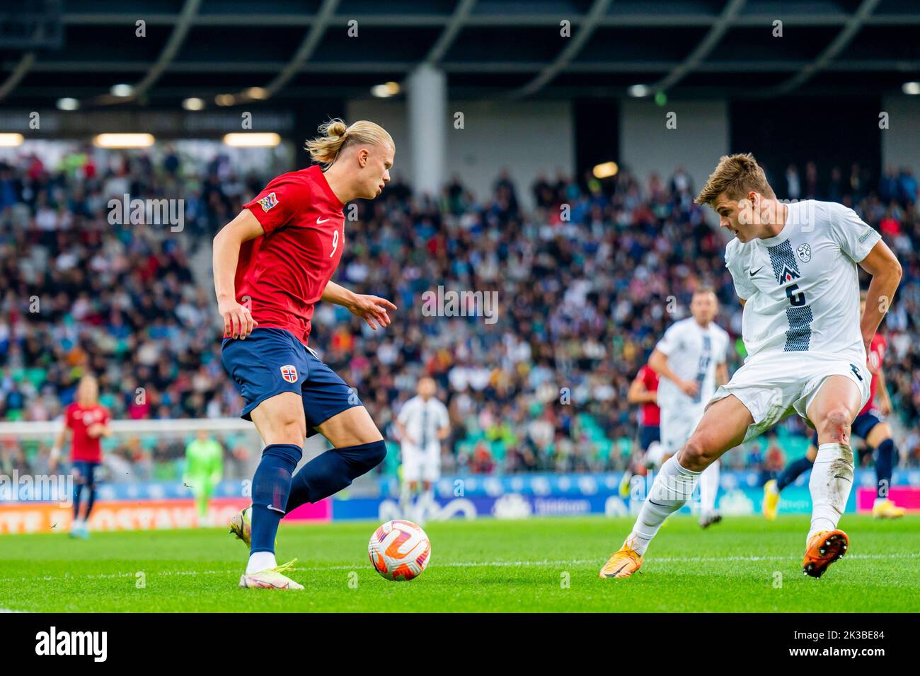 Ljubljana, Slovenia 20220924.Norway's Erling Braut Haaland and Slovenia ...