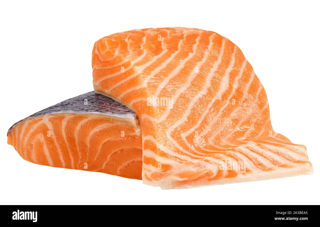 raw salmon, fish isolated on white background, clipping path, full ...
