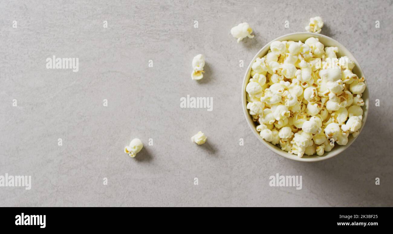 Image of close up of box of popcorn on gray background Stock Photo - Alamy