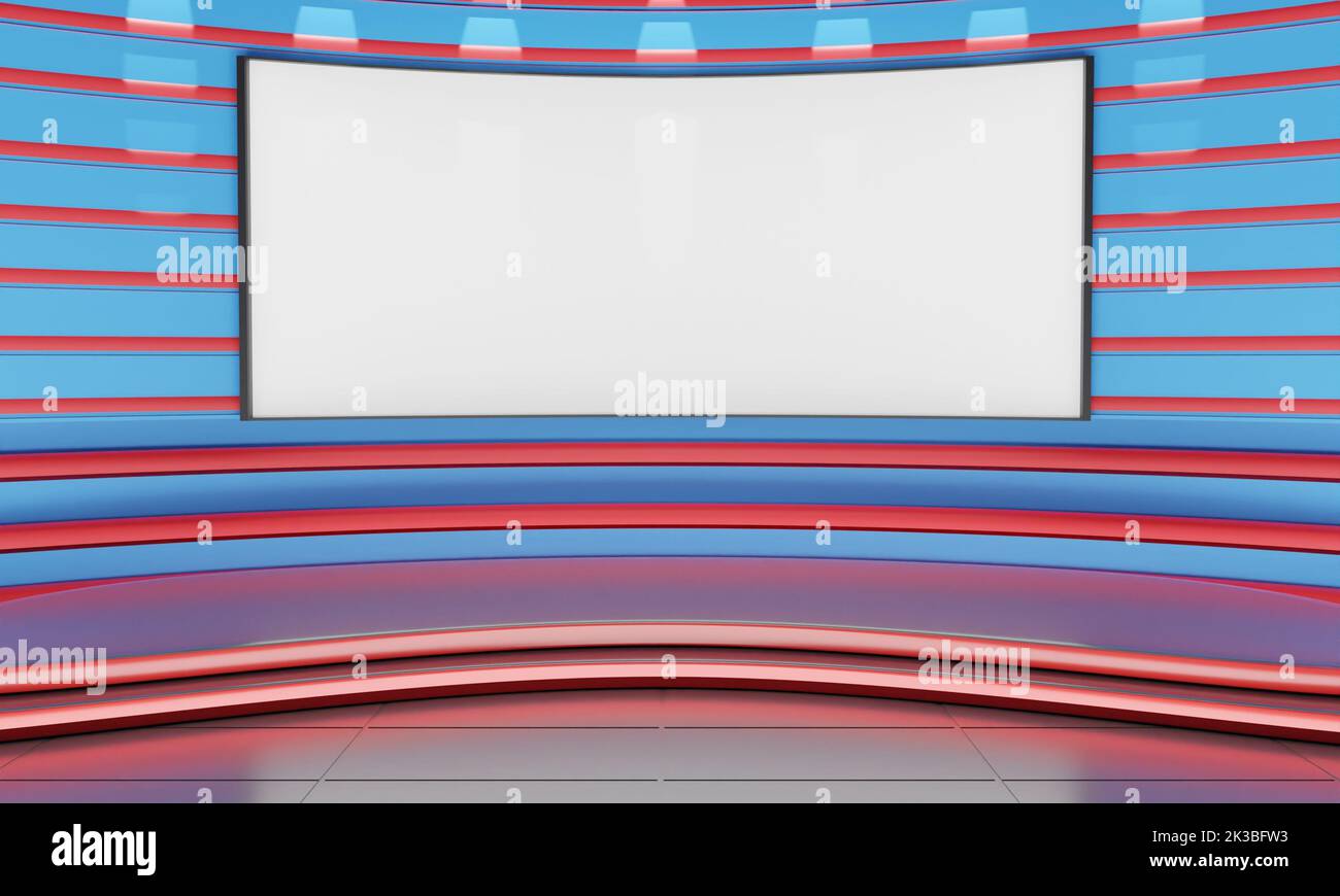 stand and lcd background in a news studio room.3d rendering Stock Photo ...