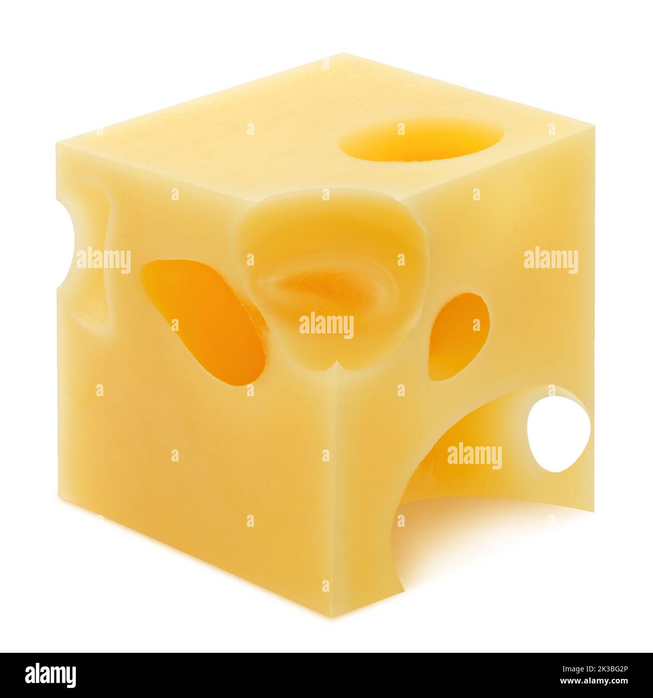 cheese cube, isolated on white background, clipping path, full depth of ...