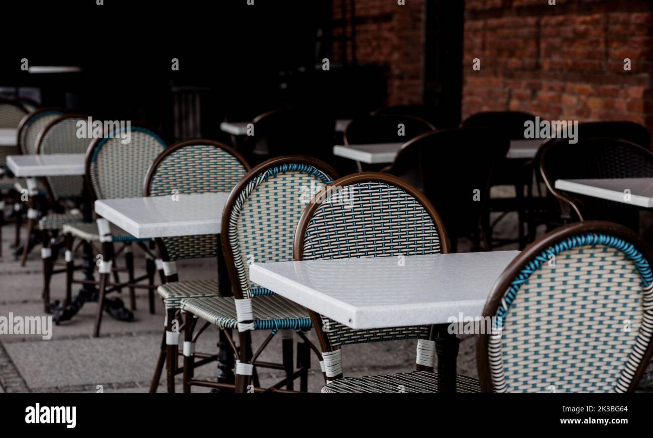Empty tables in retro hi-res stock photography and images - Alamy