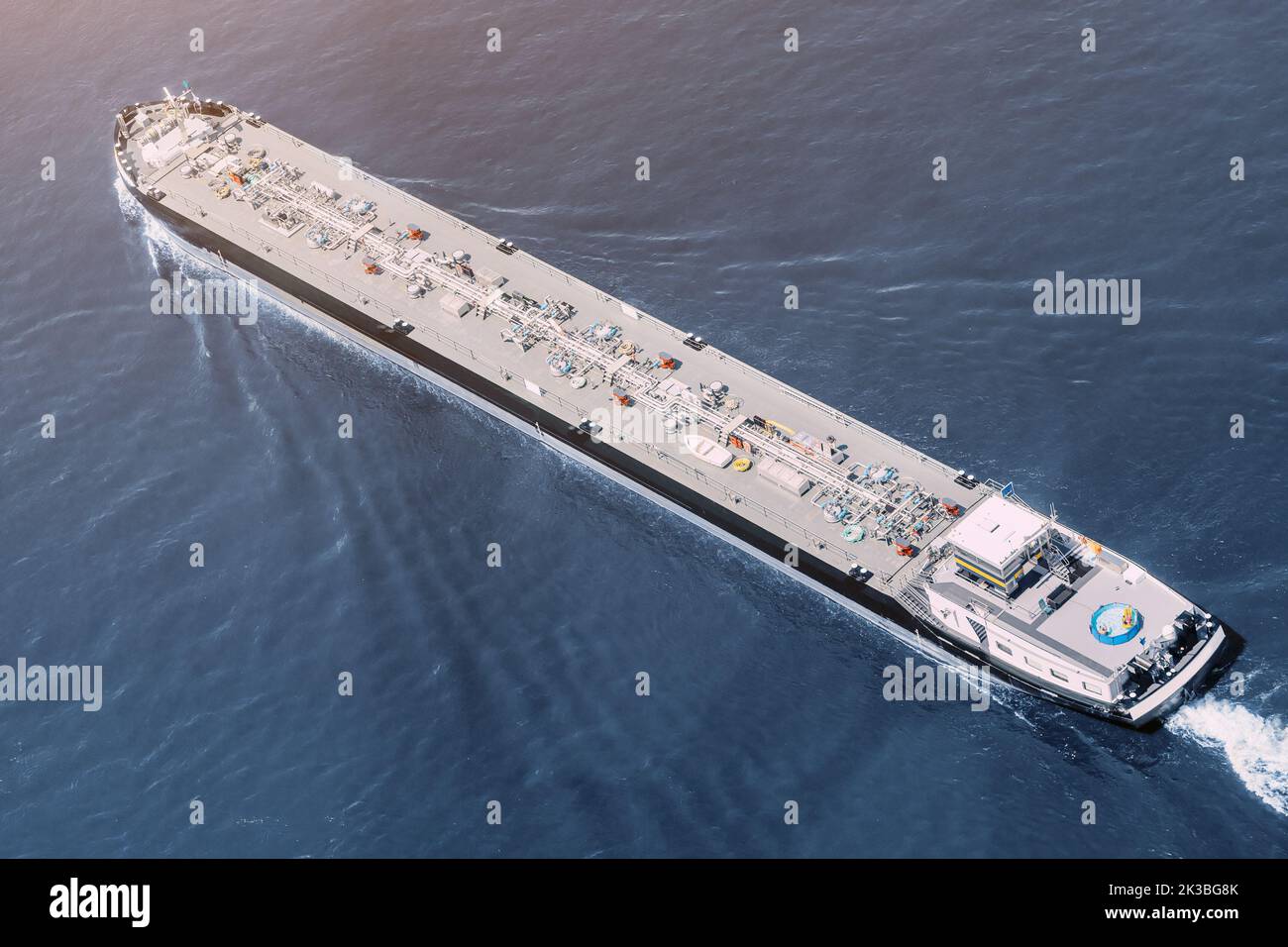 Aerial view of a large gas or oil tanker ship. Infrastructure and ...