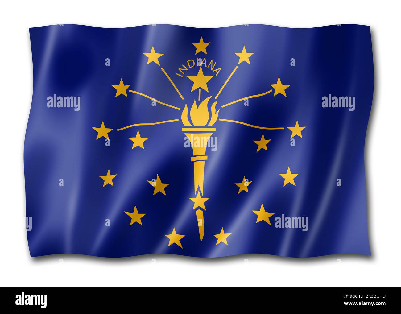 Indiana flag, united states waving banner collection. 3D illustration ...