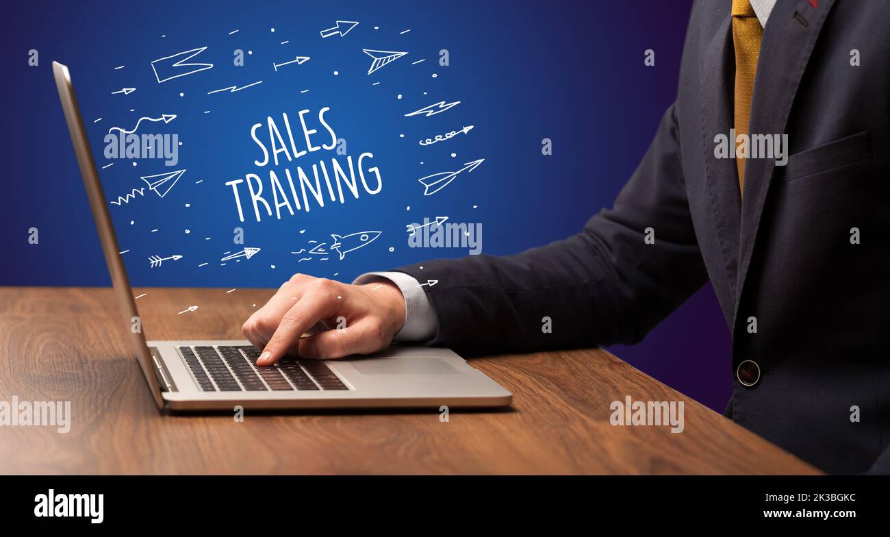 Businessman working on laptop, e-commerce concept Stock Photo - Alamy