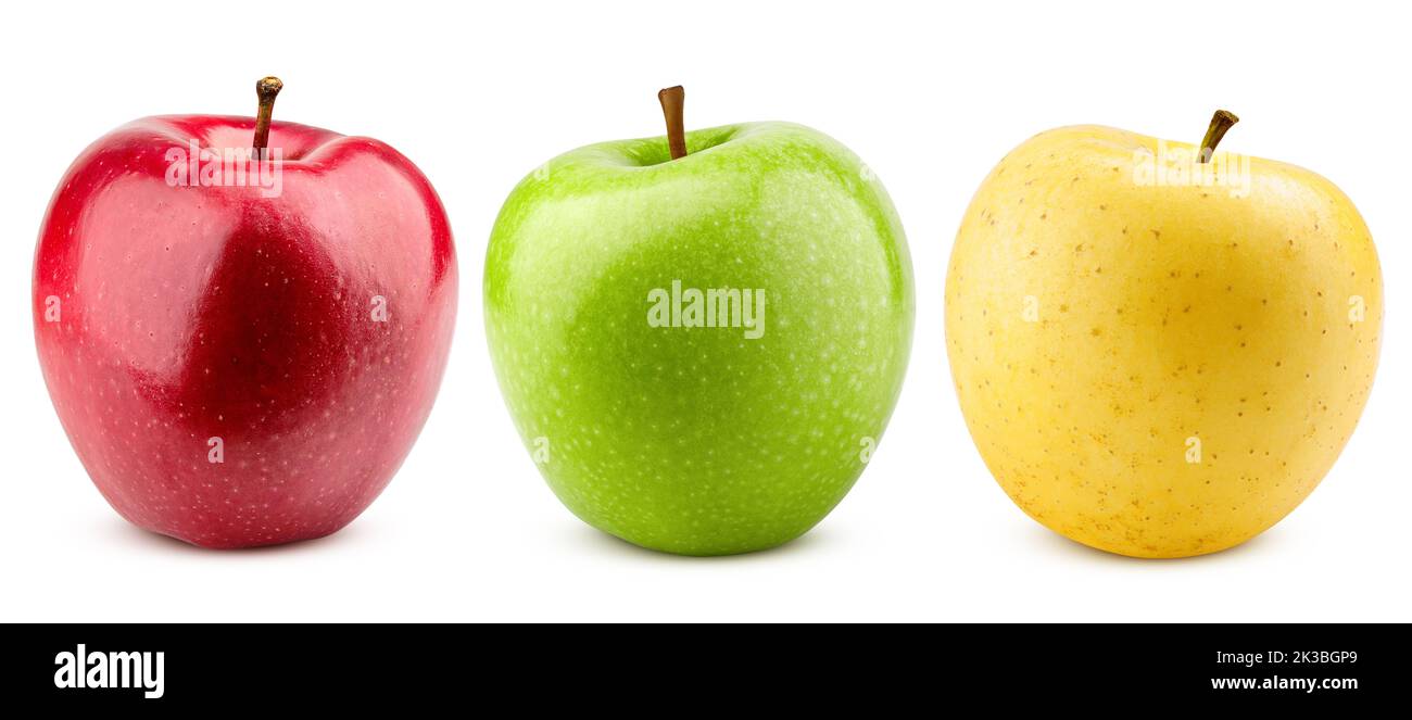colorful apples, red green and yellow fruit, isolated on white ...