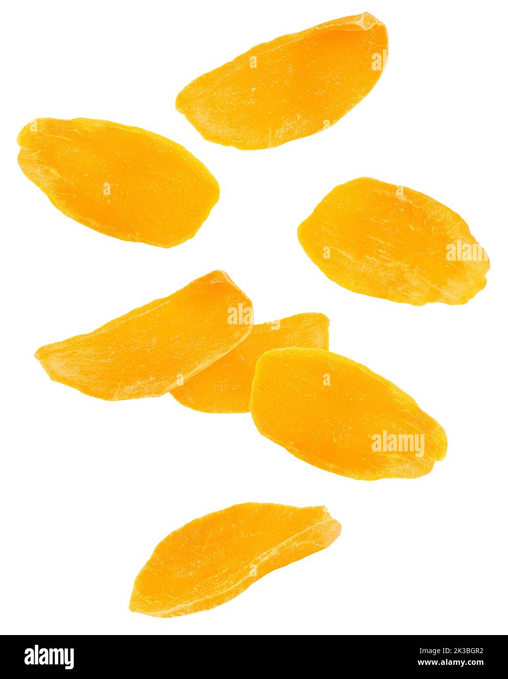 Falling Dried Mango, isolated on white background, clipping path, full ...