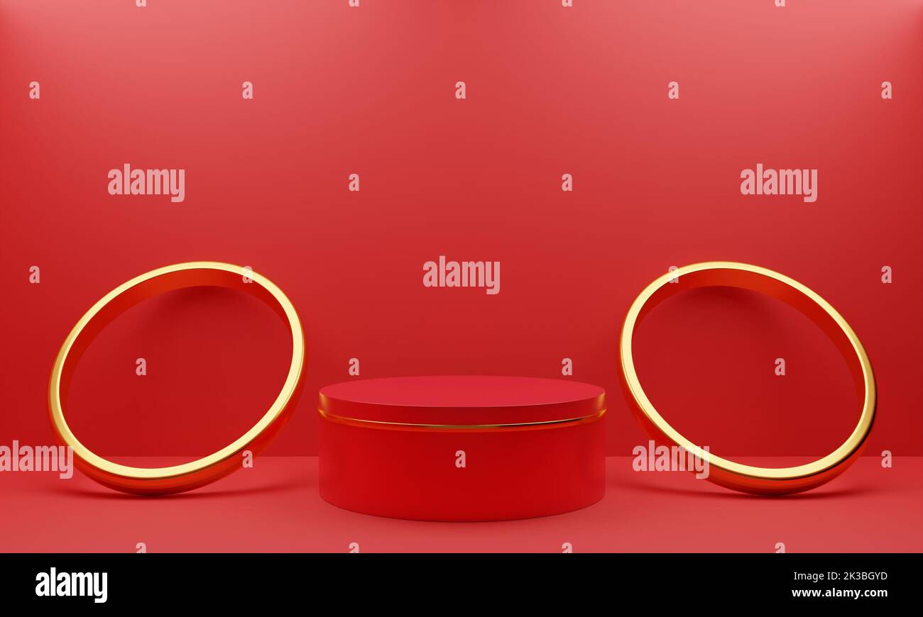 Red 3d cylinder podium hi-res stock photography and images - Alamy