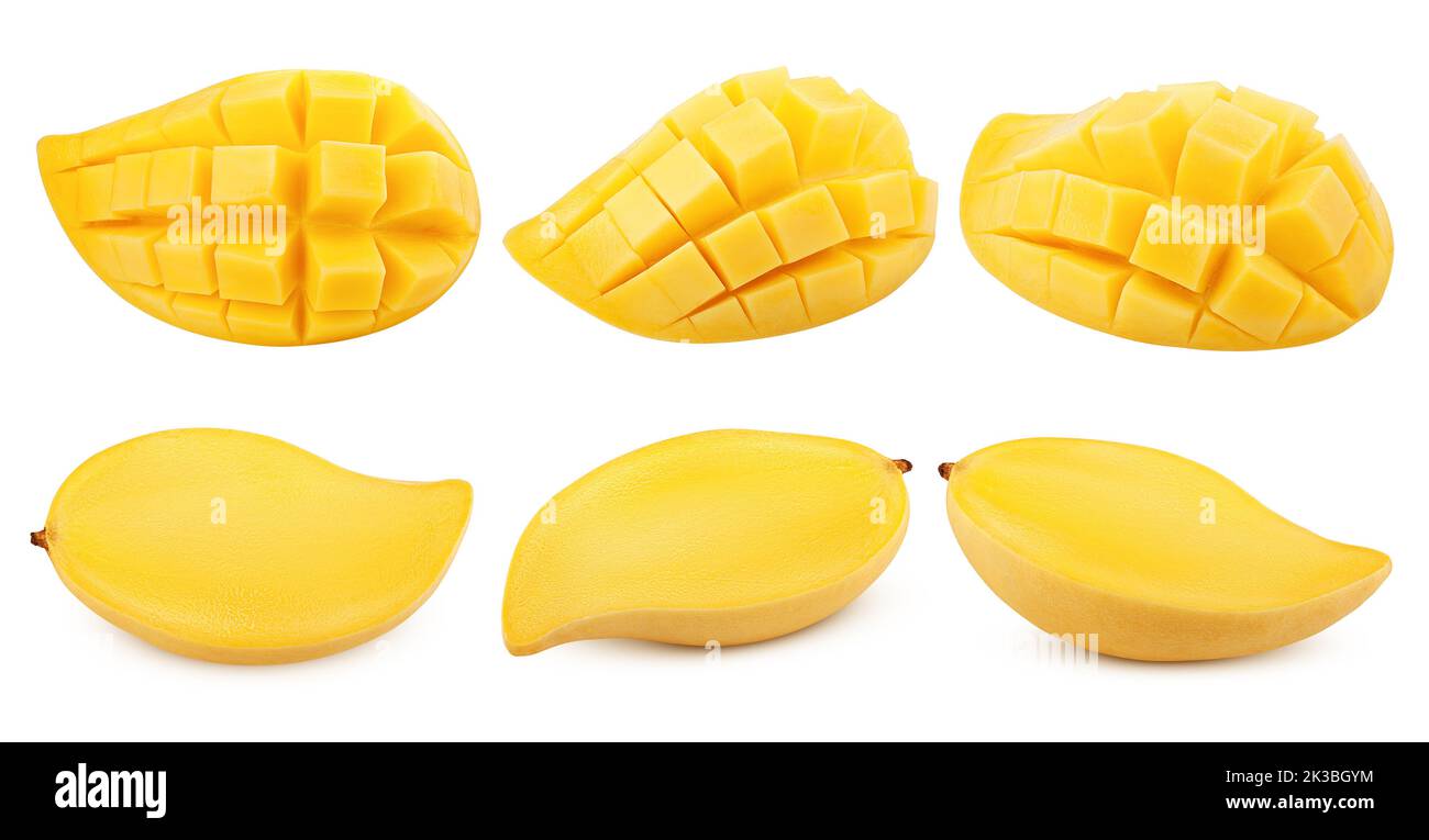 yellow mango isolated on white background, clipping path, full depth of ...