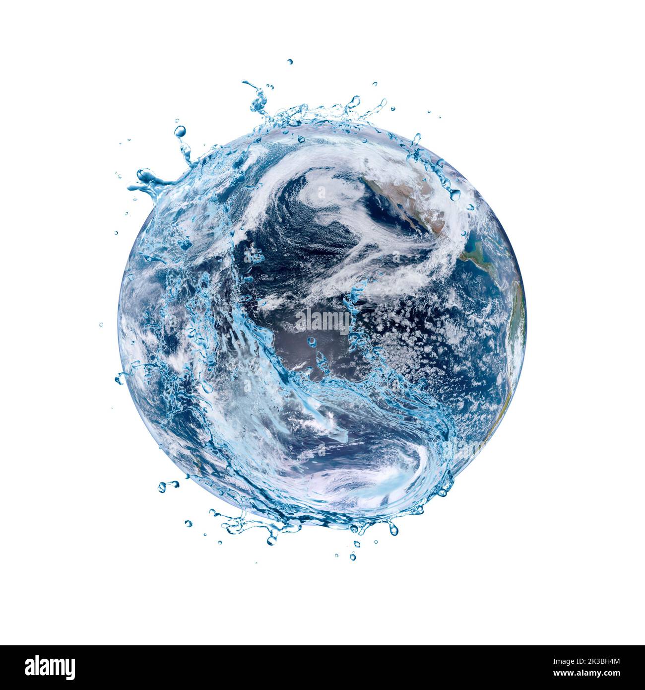 Water recycle on the world. Water scarcity concept on earth isolated on ...