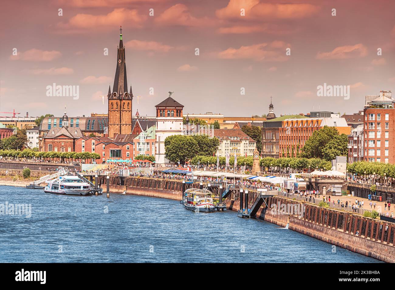 Recognizable architectural towers of the city of Dusseldorf and ...