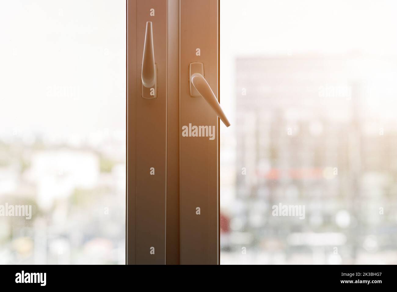White plastic pvc window at home. Sunbeam through glass Stock Photo - Alamy