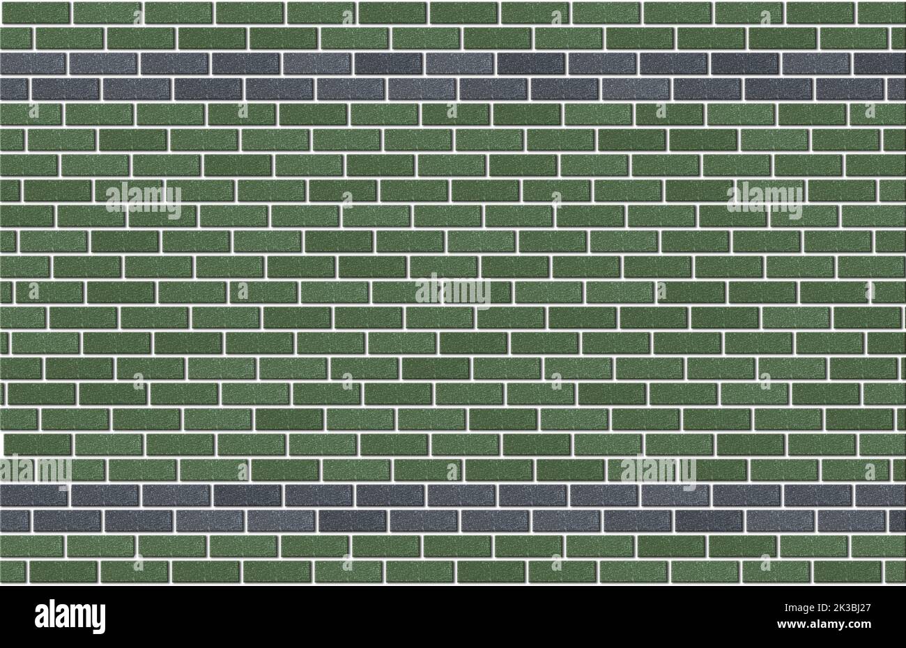 3d rendering of a brick wall with green and gray texture. Background ...