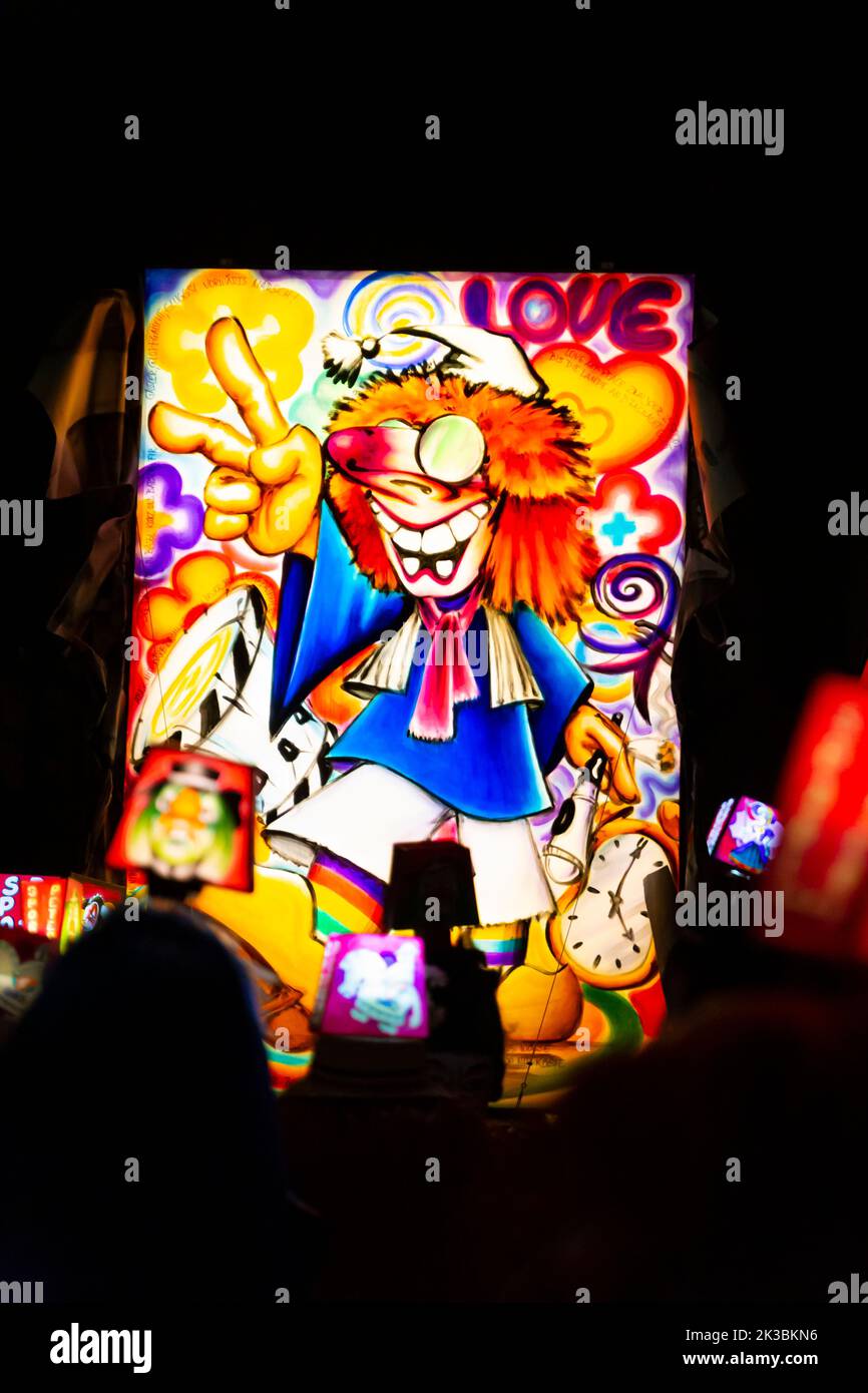 Switzerland, Basel, 7 March 2022. A beautiful tall illuminated main ...