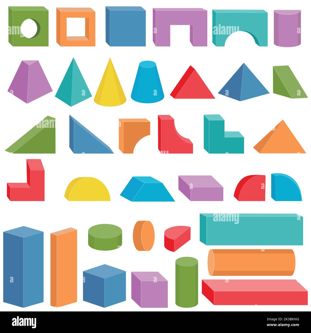 Multi-colored insulated wooden blocks for the construction of a ...