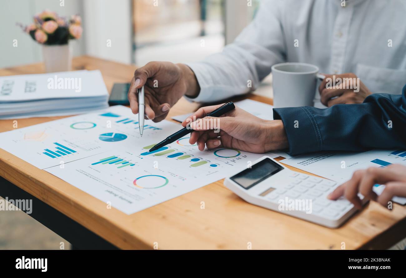 Business people accounting working with analysis Individual income tax ...