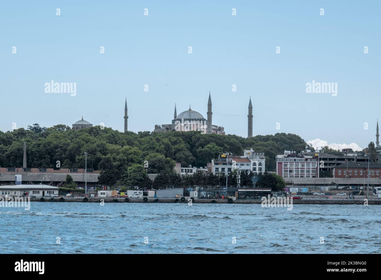 Wide angle Istanbul view with Hagia Sophia Mosque, beautiful landscape ...