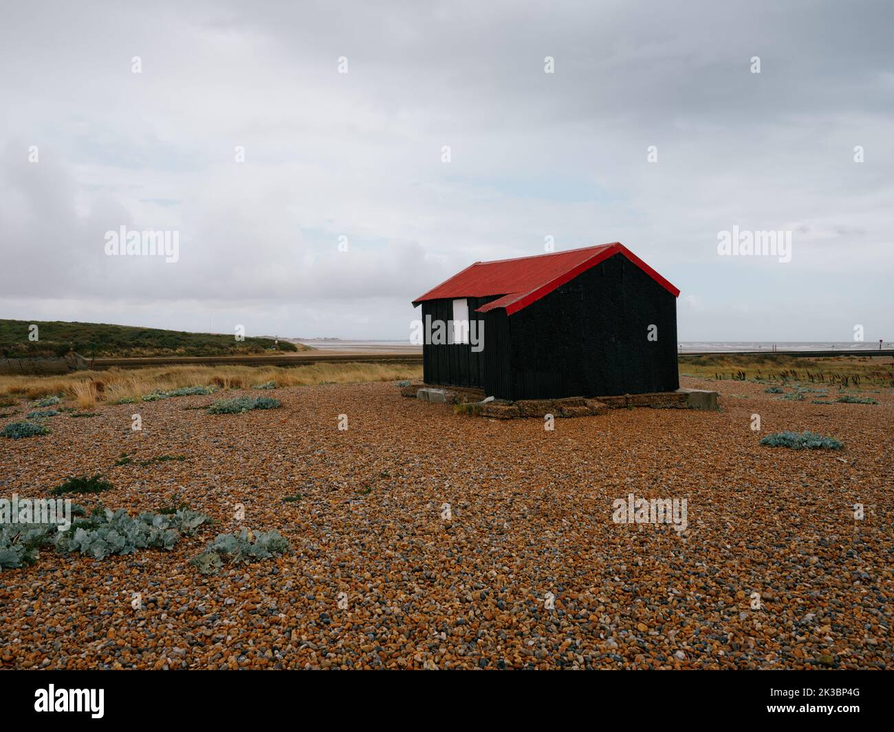 The Red Roofed Hut in Rye harbour, Rye, East Sussex, England UK Stock ...