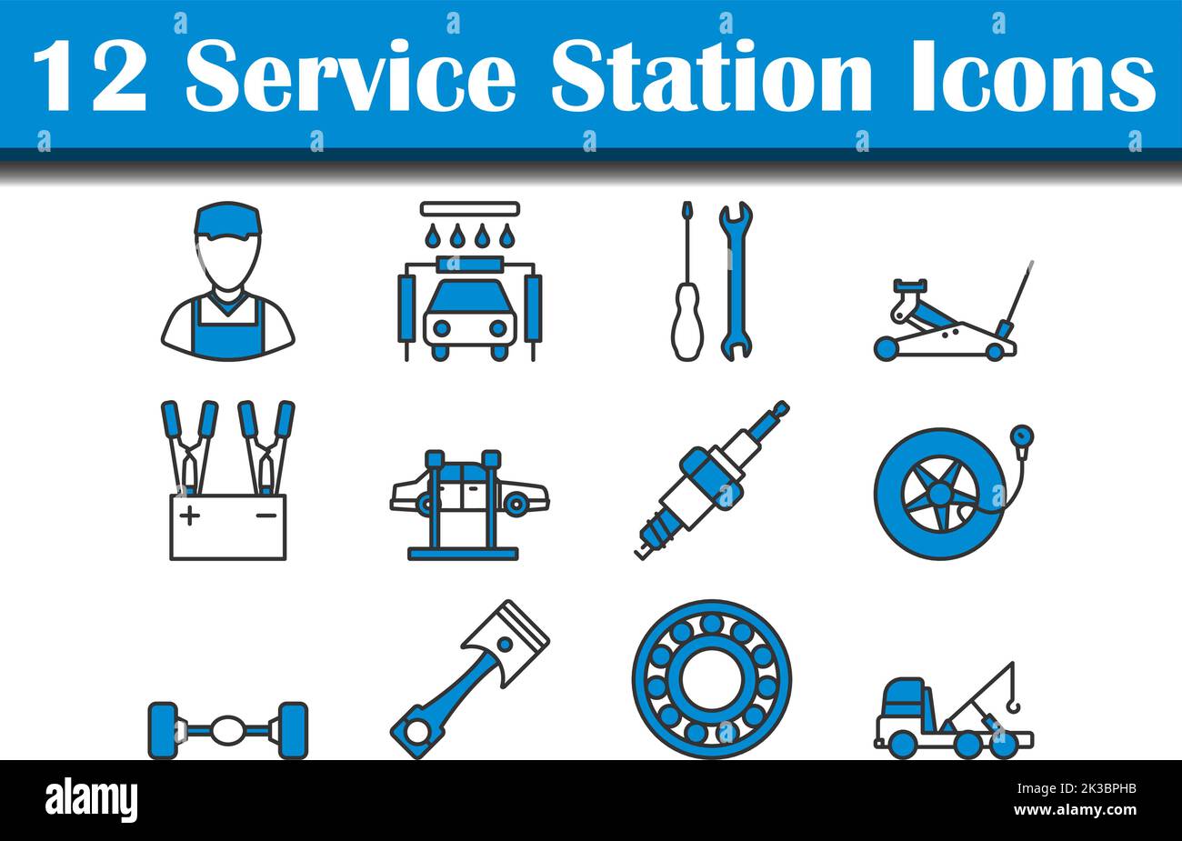 Service Station Icon Set. Editable Bold Outline With Color Fill Design ...