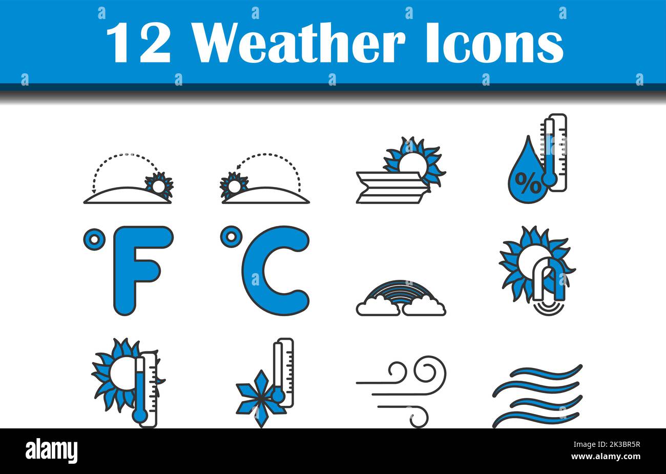 Weather Icon Set. Editable Bold Outline With Color Fill Design. Vector ...