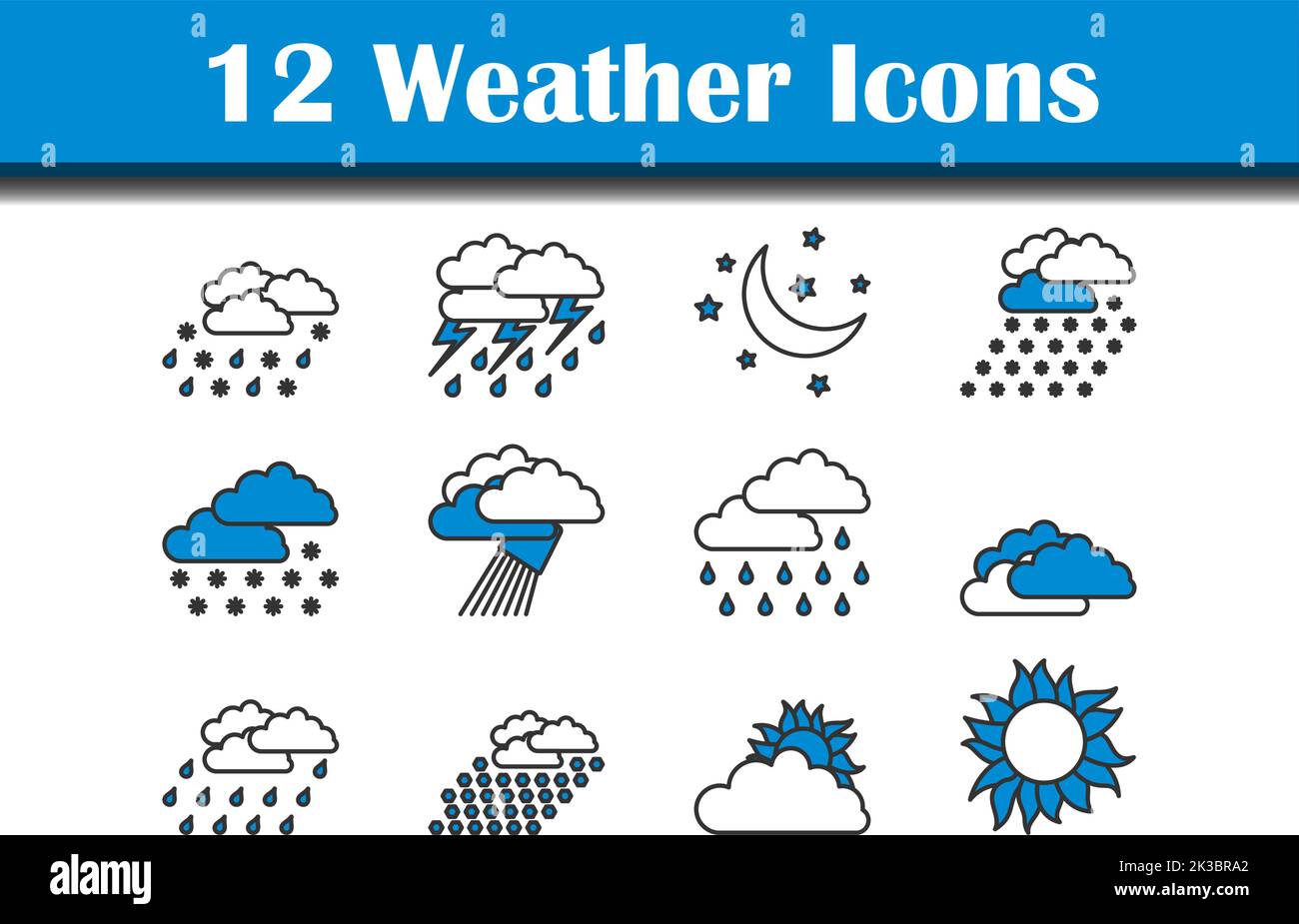 Weather Icon Set. Editable Bold Outline With Color Fill Design. Vector ...