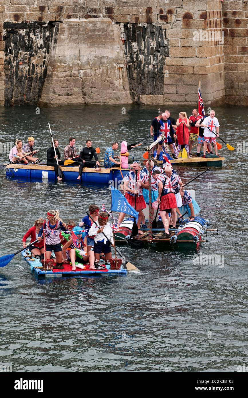Porthleven raft race 2022 - Art festival at the shipyard market with ...