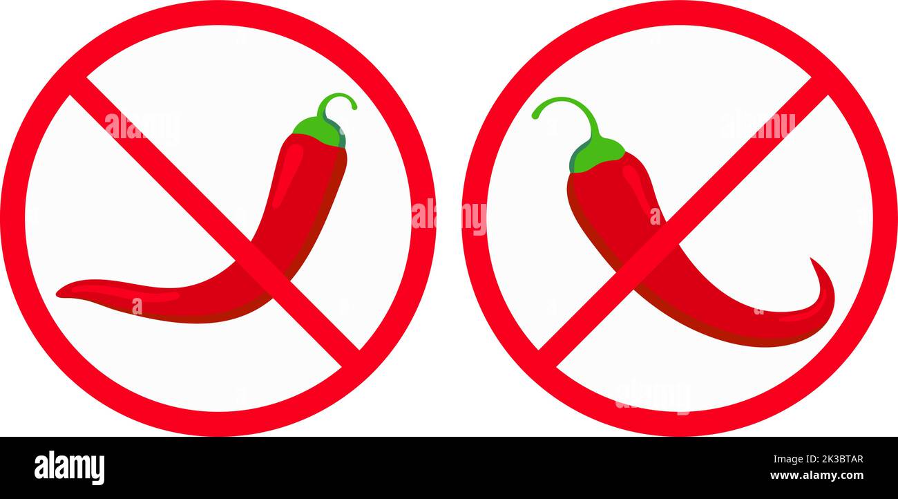 No spicy food - chilli pepper in avoid red crossed circle vector icon ...