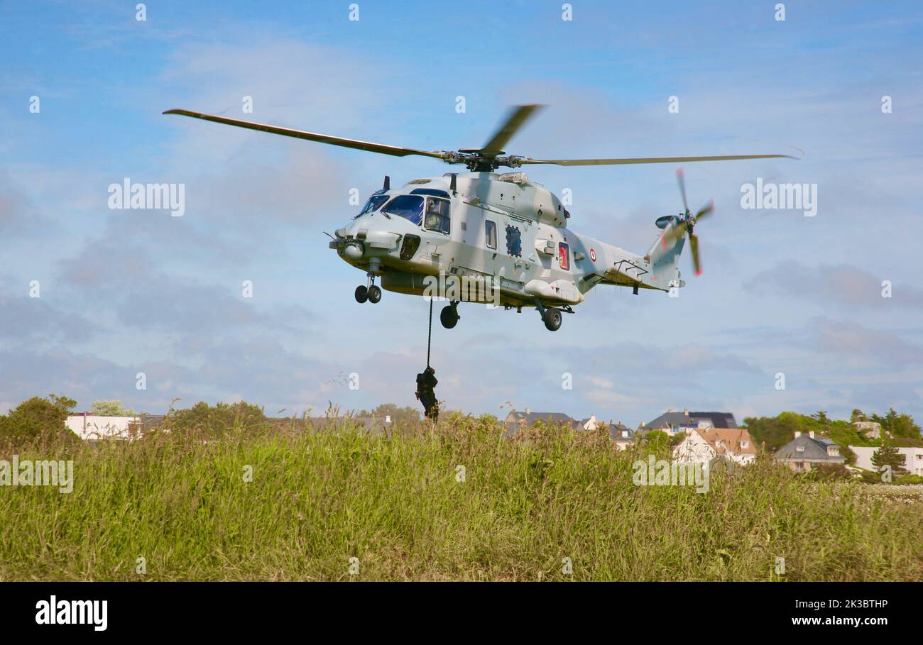 A military helicopter and special forces on manoeuvres at the Cap de ...