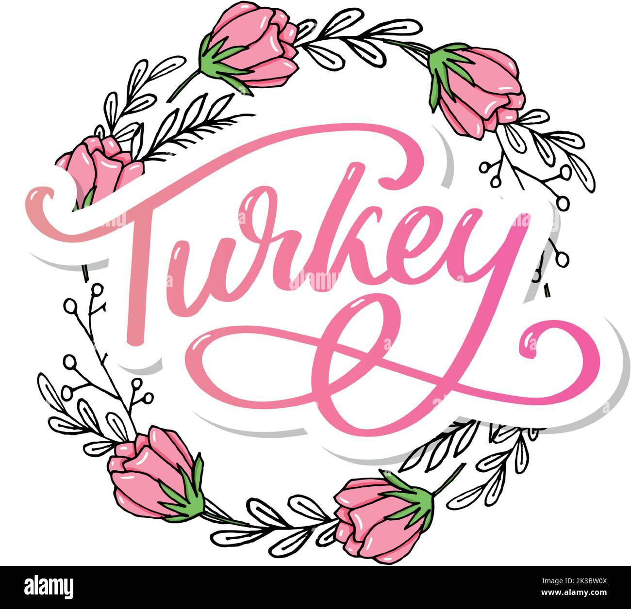 Turkey Lettering. Handwritten name of the country. Vector design ...