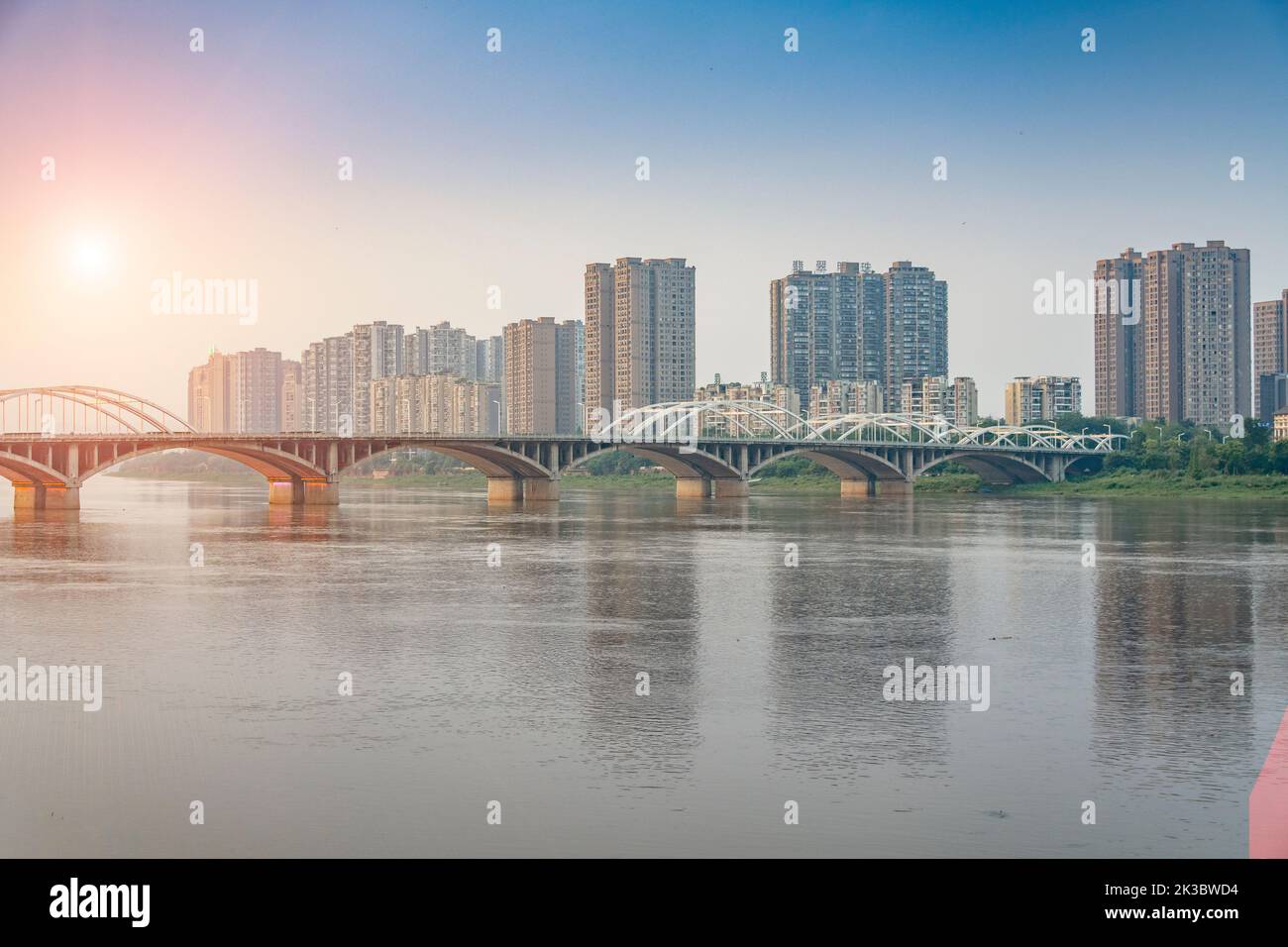 The third bridge of the Minjiang River in Leshan, Sichuan Province ...