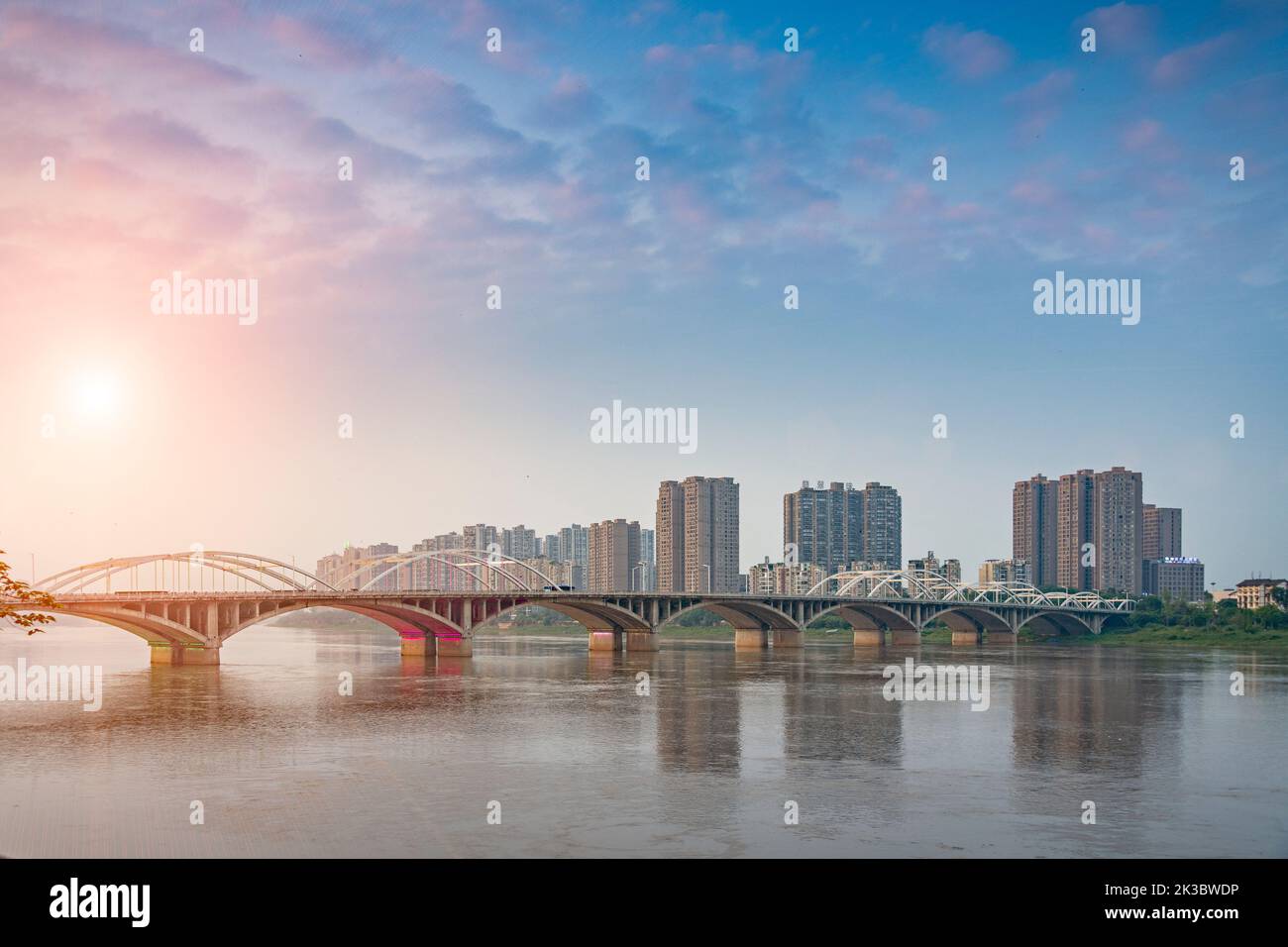 The third bridge of the Minjiang River in Leshan, Sichuan Province ...