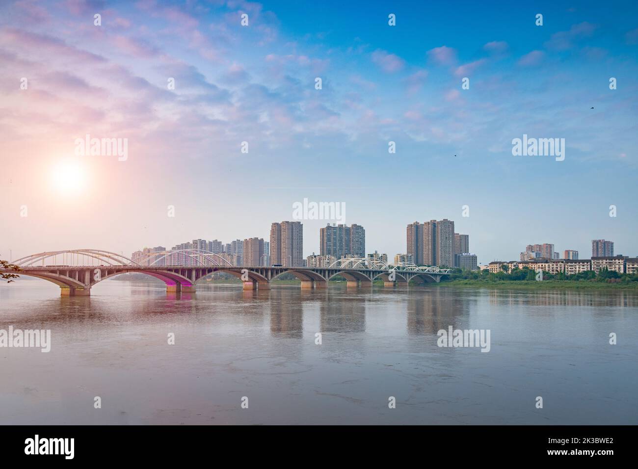 The third bridge of the Minjiang River in Leshan, Sichuan Province ...